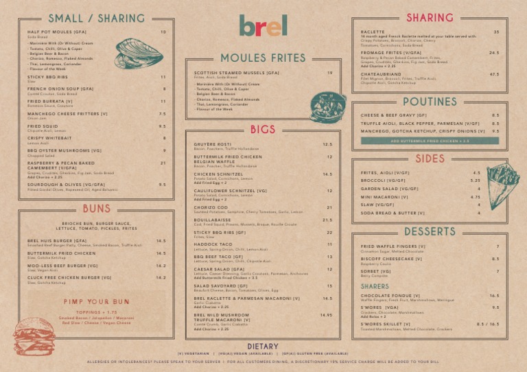 Brel Food Menu | PDF | Cooking | Cuisine