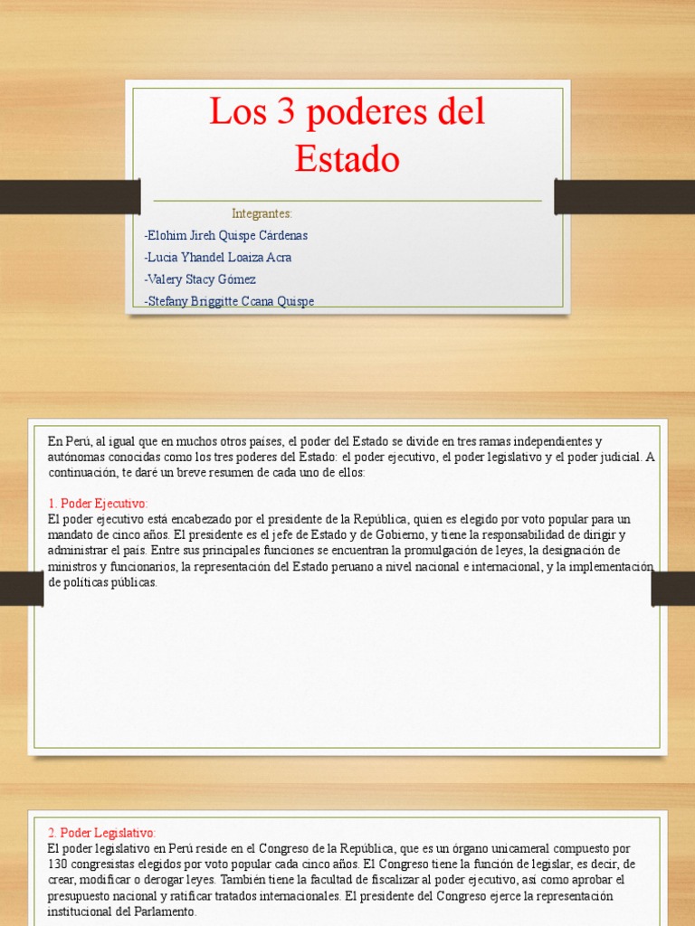 Los 3 Poderes Del Estado | PDF | Separación de poderes | Judicaturas