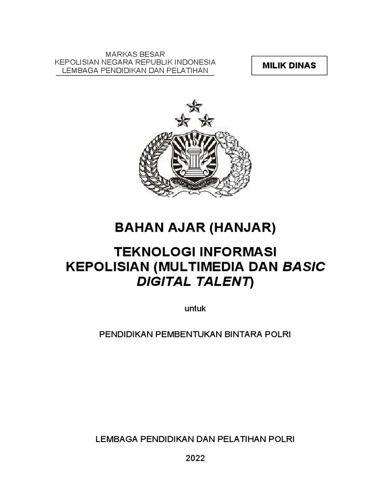 Bahan Ajar (Hanjar) Teknologi Informasi Kepolisian (Multimedia Dan Basic Digital Talent) | PDF