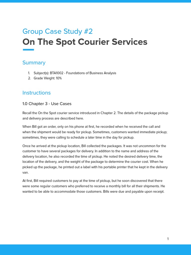 Group Case Study #2 - Teacher Copy - BTA1002 | PDF | Use Case | Business
