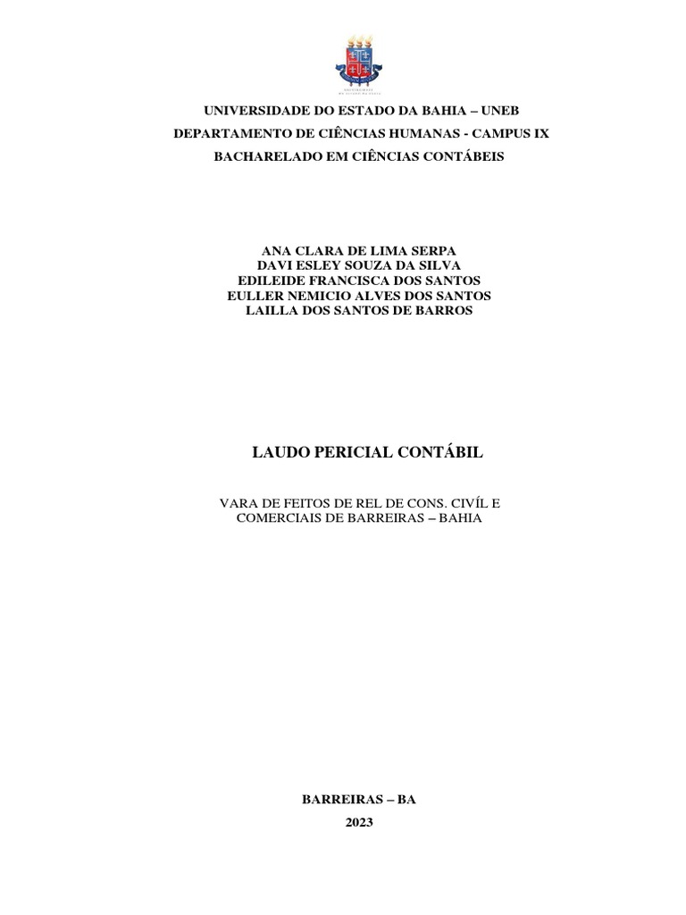 LAUDO PERICIAL CONTÁBIL - GRUPO E - Copia-1 | PDF