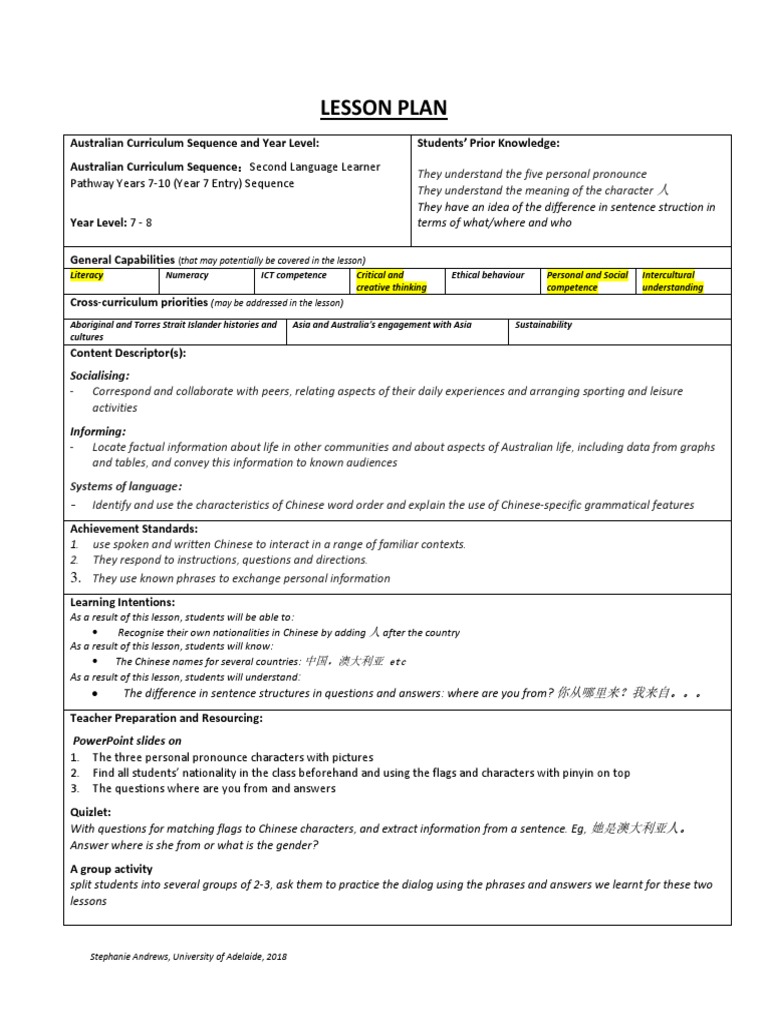 Lesson Plan 3 | PDF