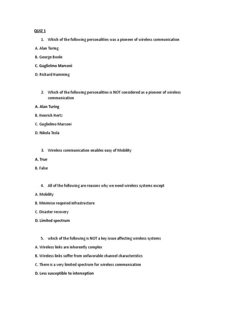 QUIZ 1 To 7 Answers | PDF