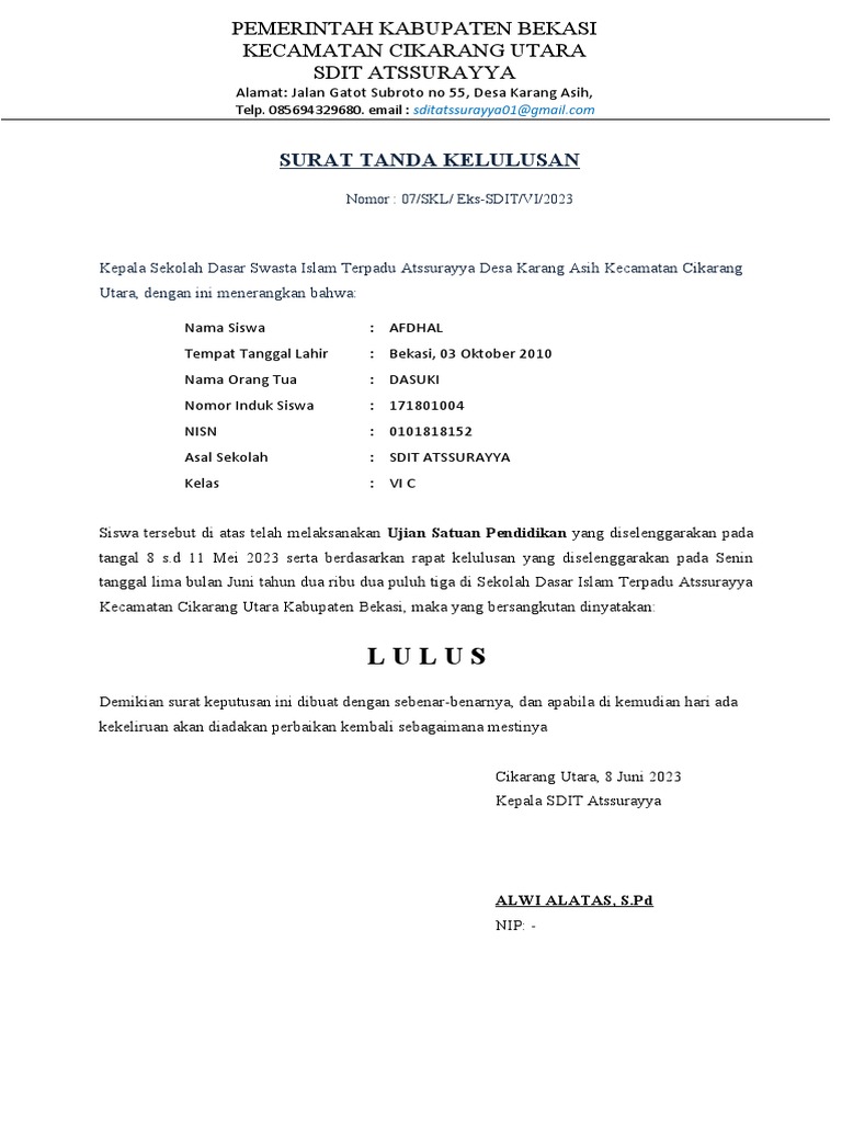 Surat Kelulusan | PDF