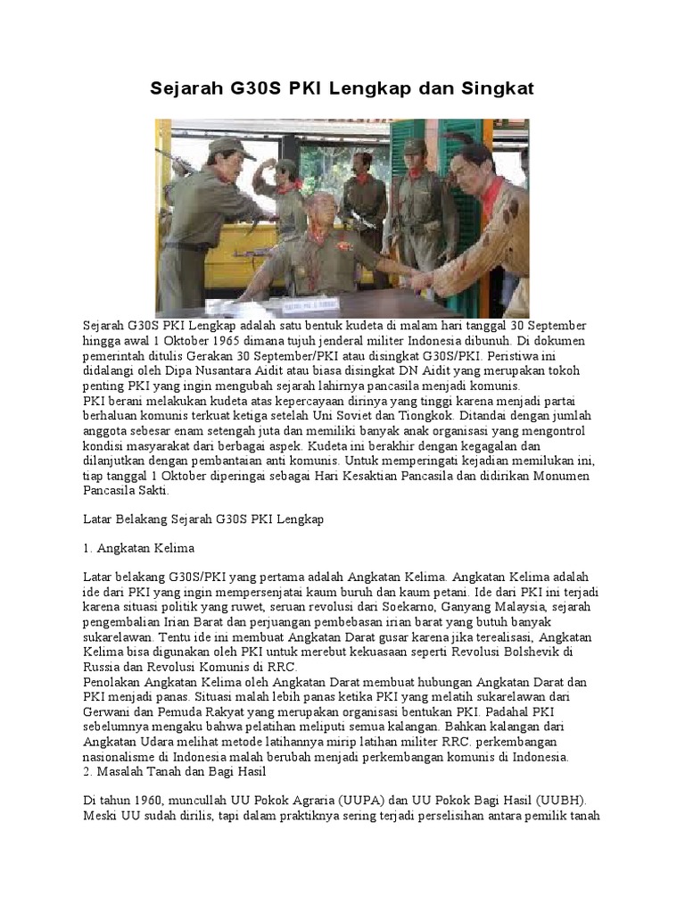 Sejarah Singkat G30S PKI 1965 | PDF