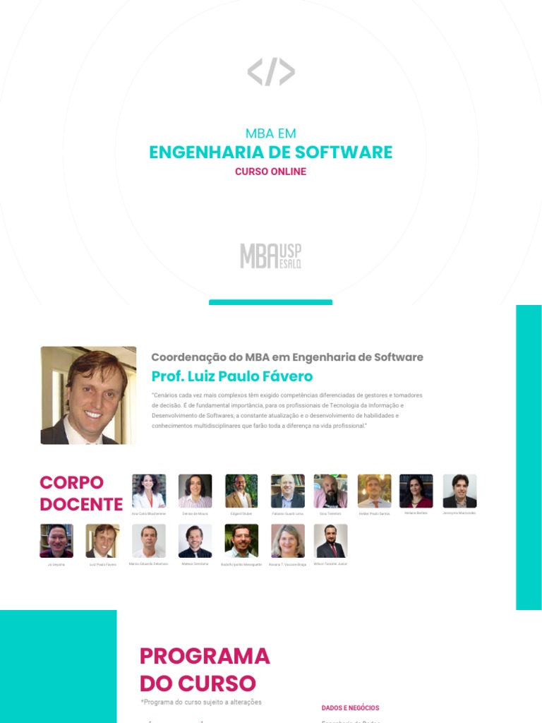 Programa Do Curso - Engenharia de Software | PDF