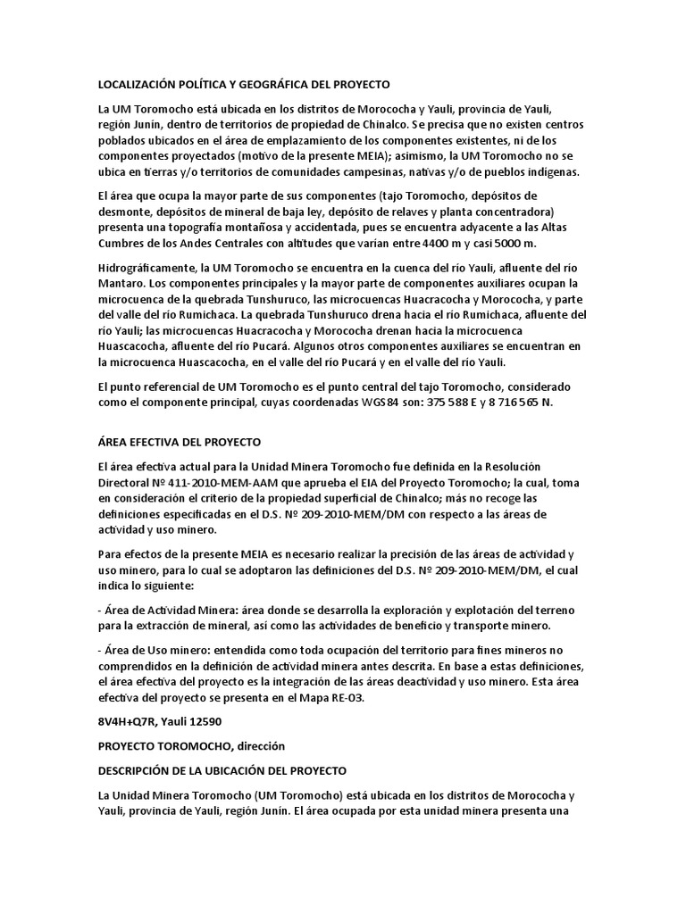 TOROMOCHO | PDF | Minería | Precipitación