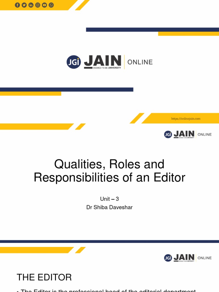 Unit 3 Roles and Responsibilities of The Editor | PDF