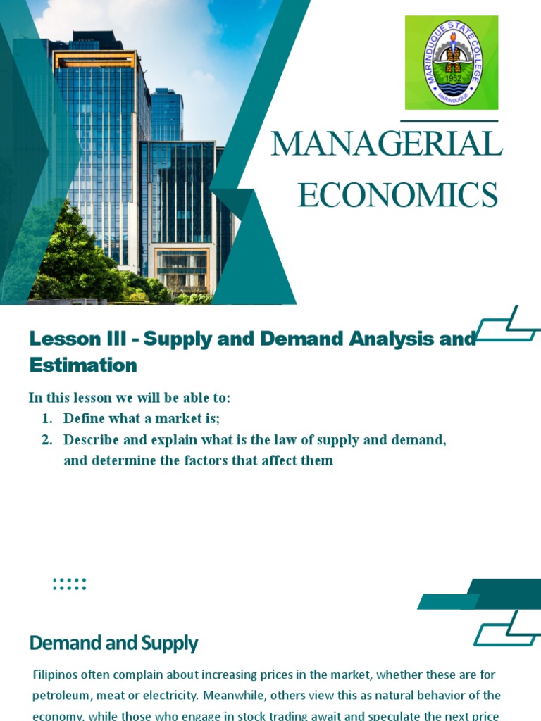 Lesson 3 Supply and Demand Analysis and Estimation | PDF | Demand ...