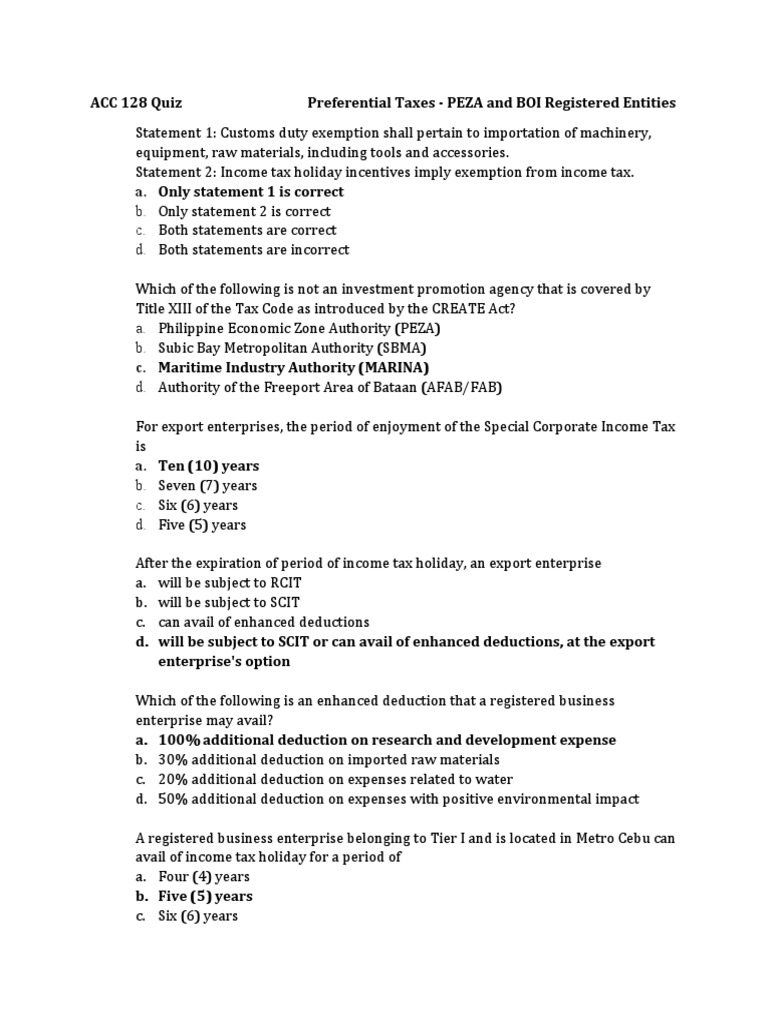 Boi Peza Quiz | PDF Boi Peza Quiz | PDF