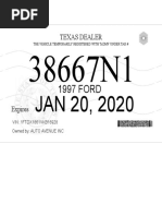 Texas Temporary License Plate Template | PDF | Motor Vehicle | Vehicles
