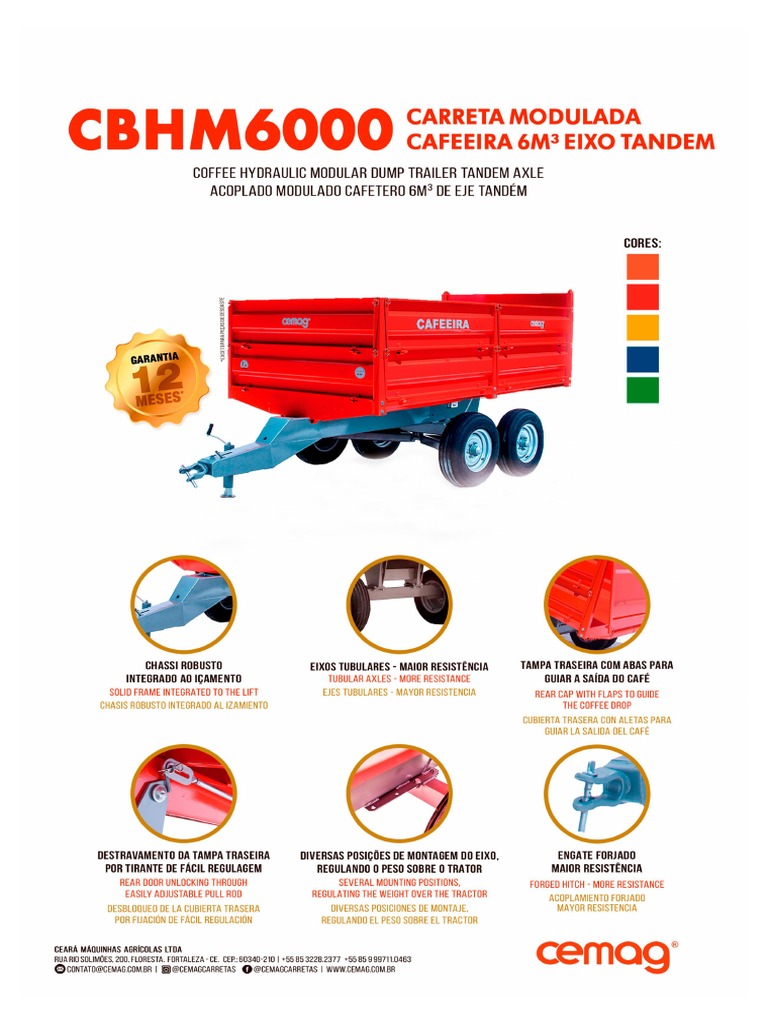 Carreta Agricola Cafeeira Cemag Cbhm 6000 Eixo Tandem 45d524fe94 | PDF