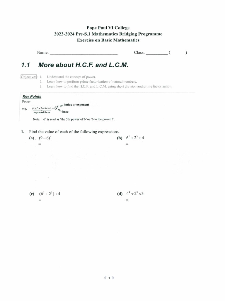 P6升S1銜接數學課程 | PDF