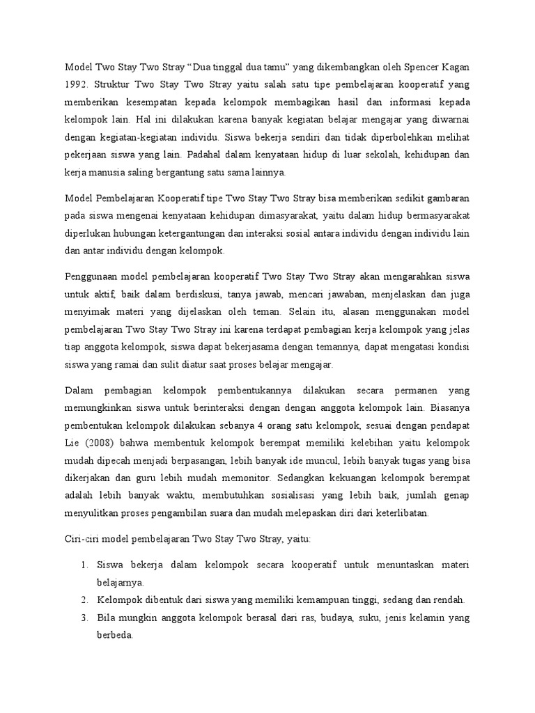 Model Pembelajaran Two Stay Two Stray | PDF