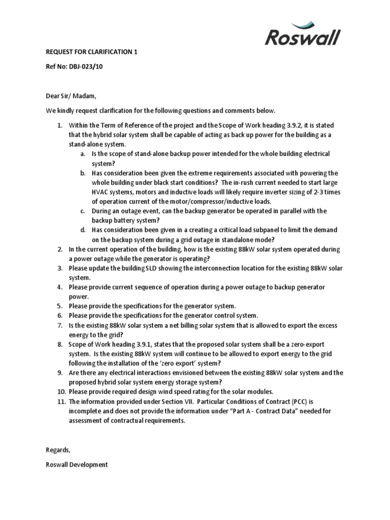 DBJ-02310 - Clarifications Request | PDF