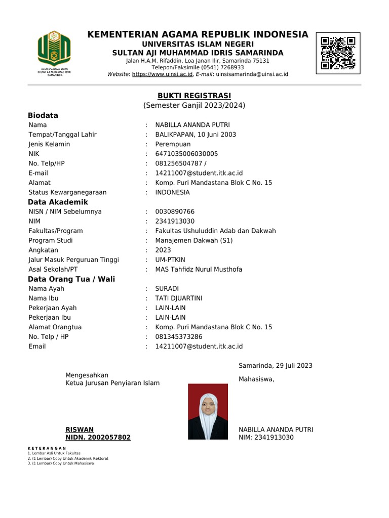 Lembar Bukti Registrasi-20231 | PDF