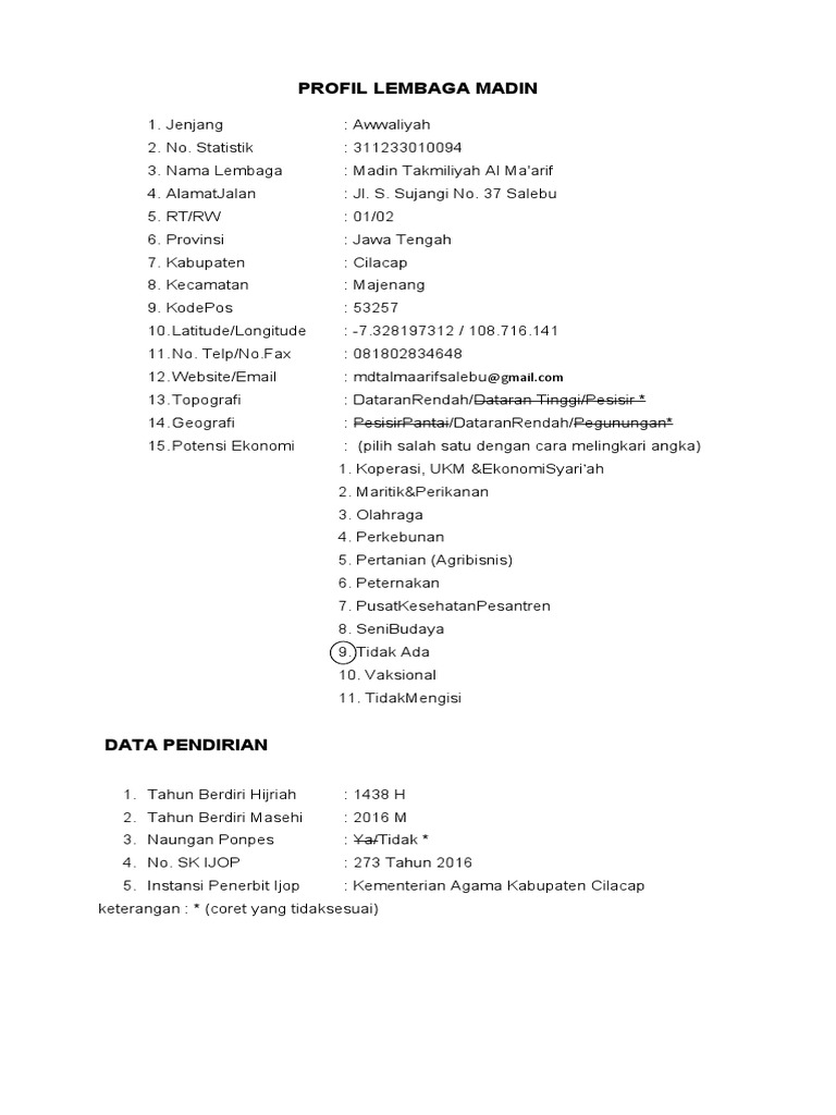 Profil Lembaga | PDF