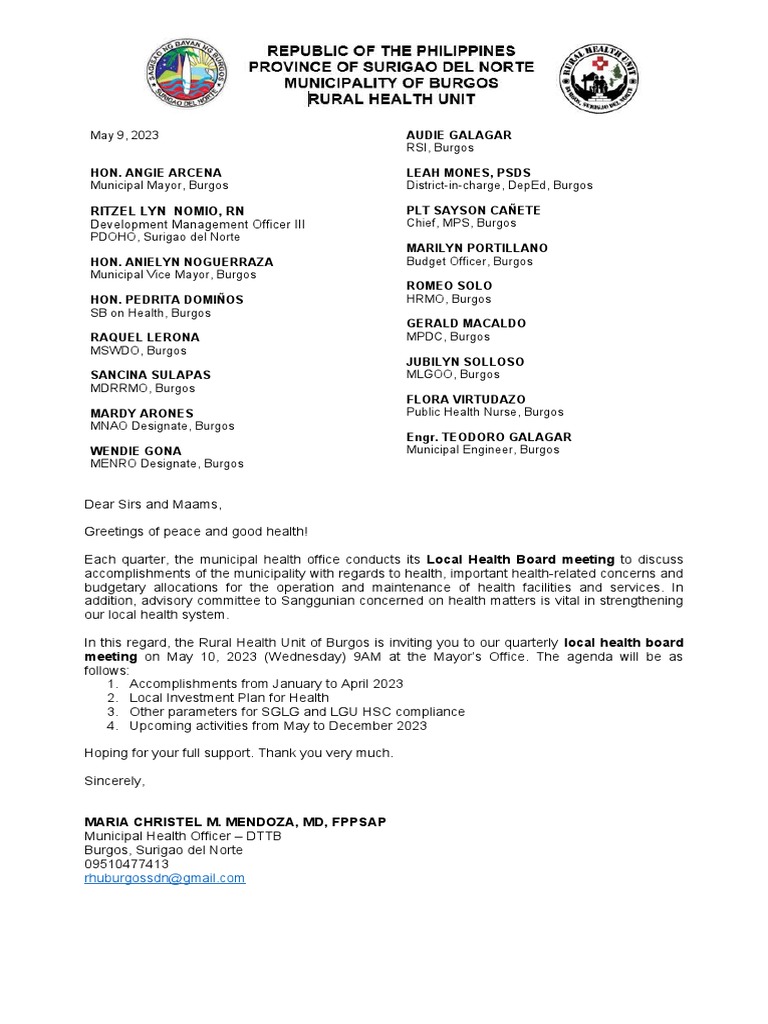 LHB Letter 2023 | PDF