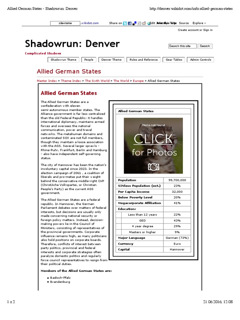 Allied German States - Shadowrun: Denver | PDF | Germany | World Politics
