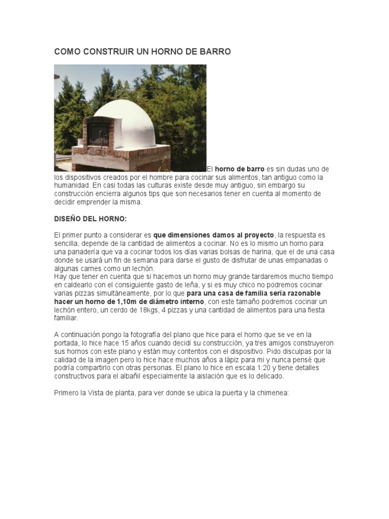 Como Construir Un Horno de Barro | PDF