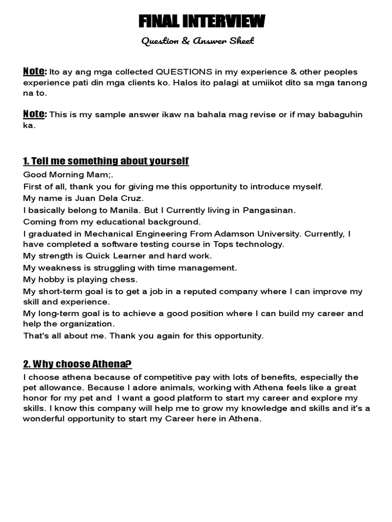 Final Interview QA Tips | PDF