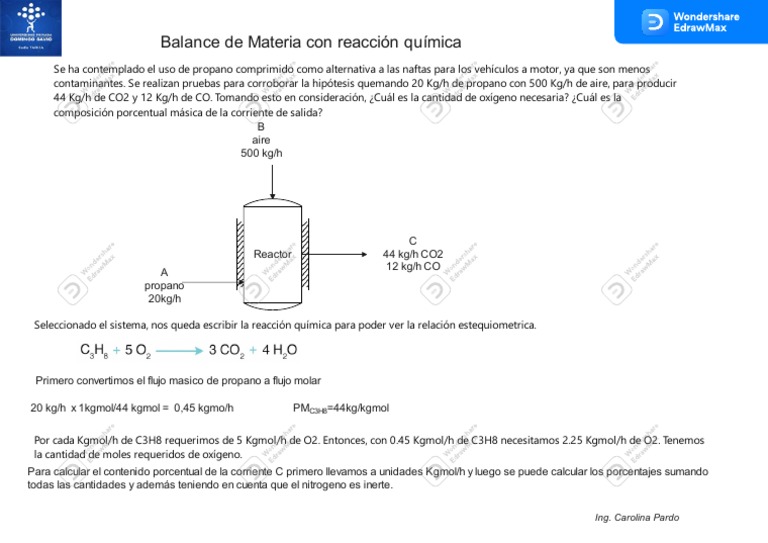 Balance de Materia en Combustión de Propano | PDF