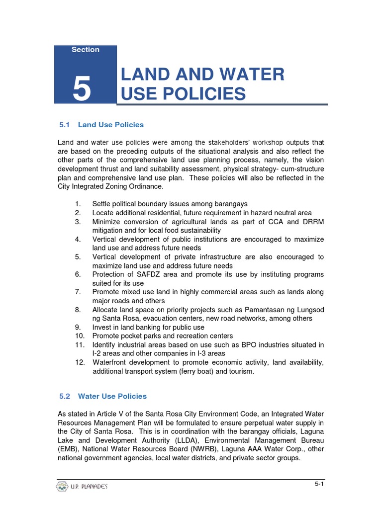 Section 5 Land and Water Use Policies | PDF