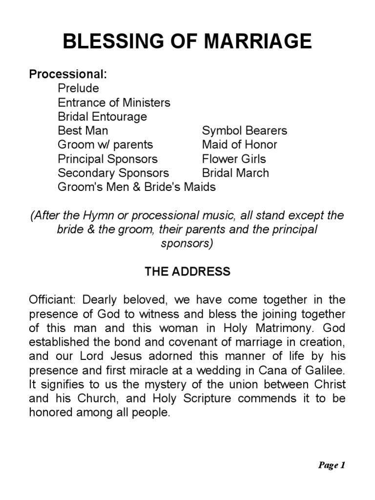 Blessing of Marriage | PDF