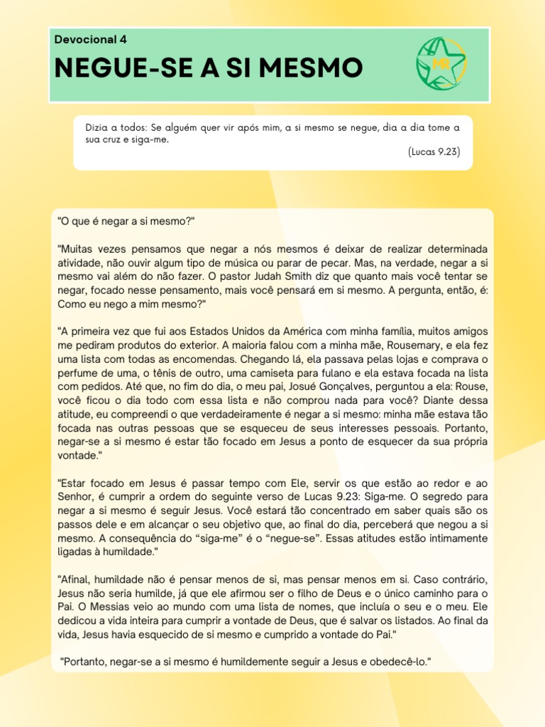 Devocional 4 - Negue-Se A Si Mesmo | PDF