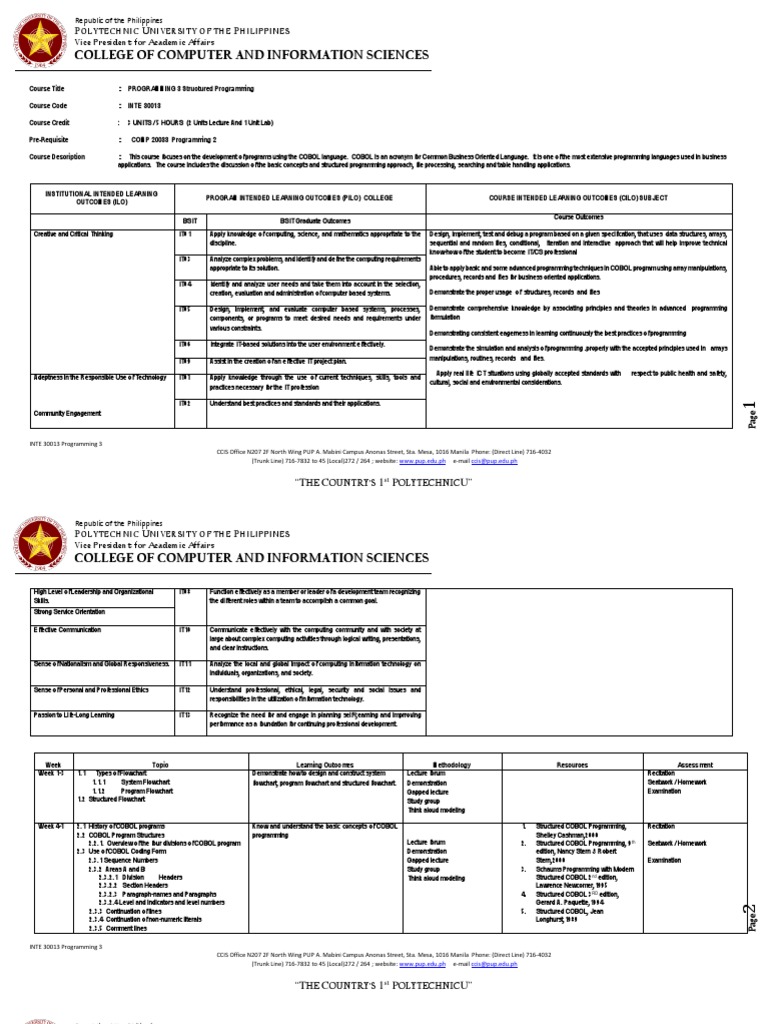 Inte 30013 Bsit Obe Format Programming 3 Structured Programming | PDF ...