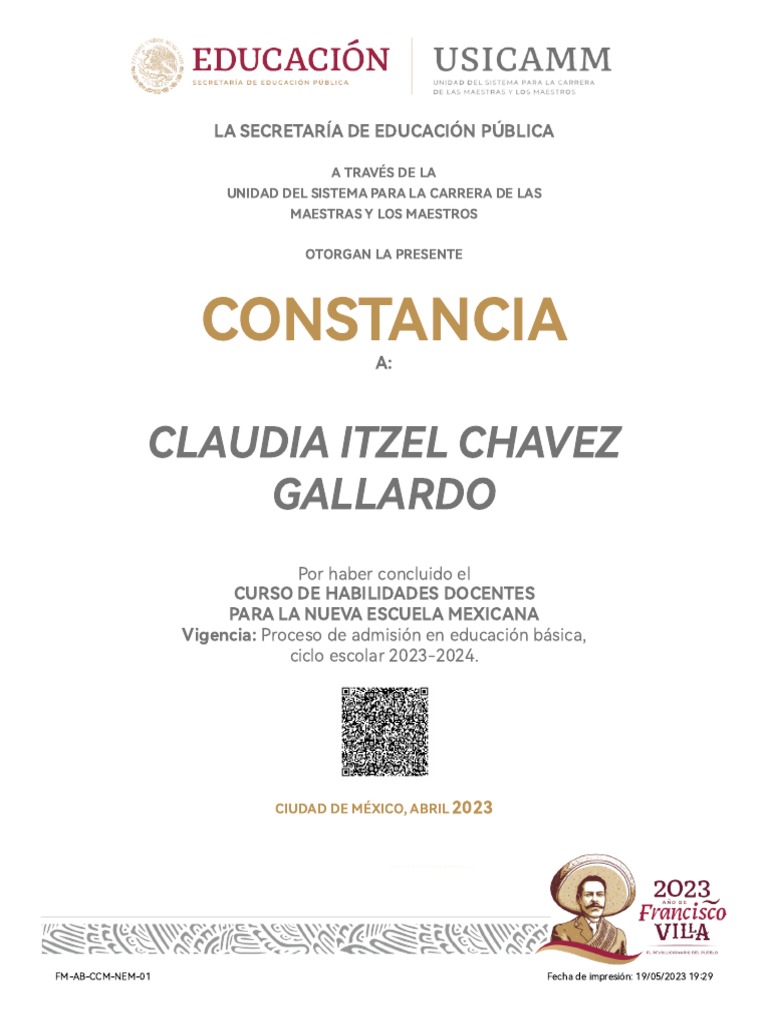 Constancia: Claudia Itzel Chavez Gallardo | PDF