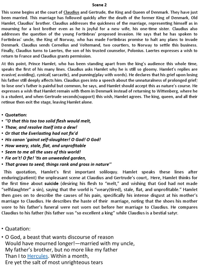 Act1 Scene2 | PDF | Hamlet | Plays Based On European Myths And Legends