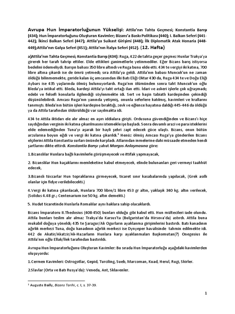 Avrupa Hun İmparatorluğu'Nun Yükselişi (12. Hafta) | PDF