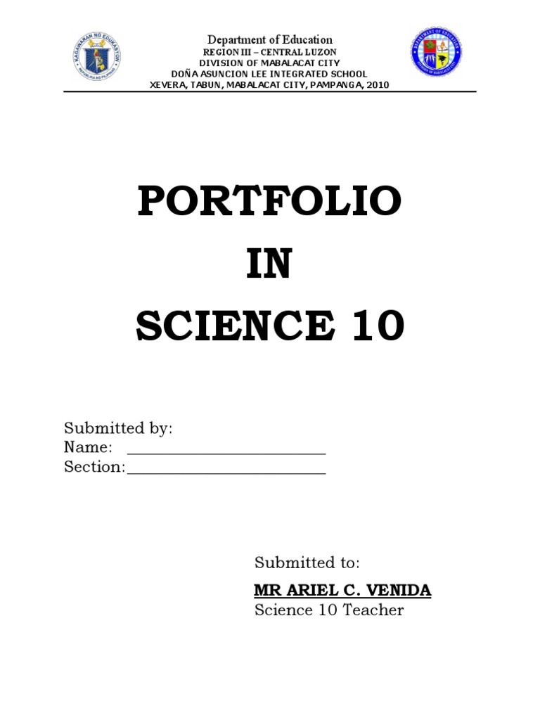 Portfolio in Science 10 Template | PDF
