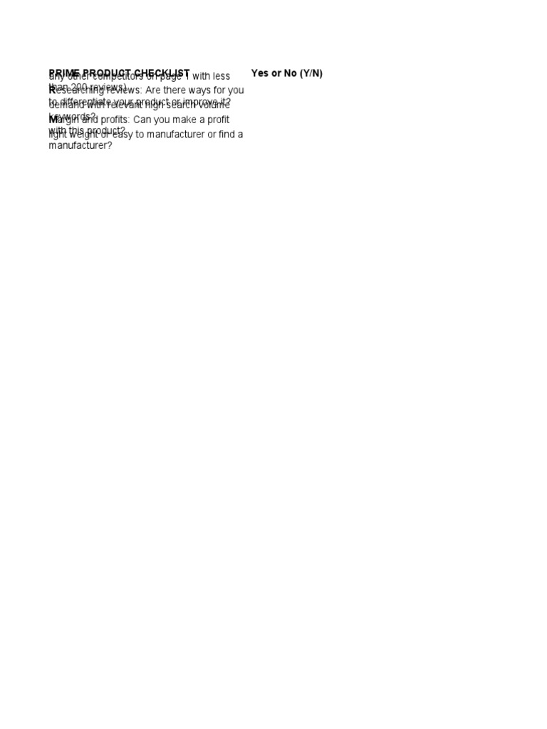 Amazon FBA Product Validation Checklist | PDF | Business