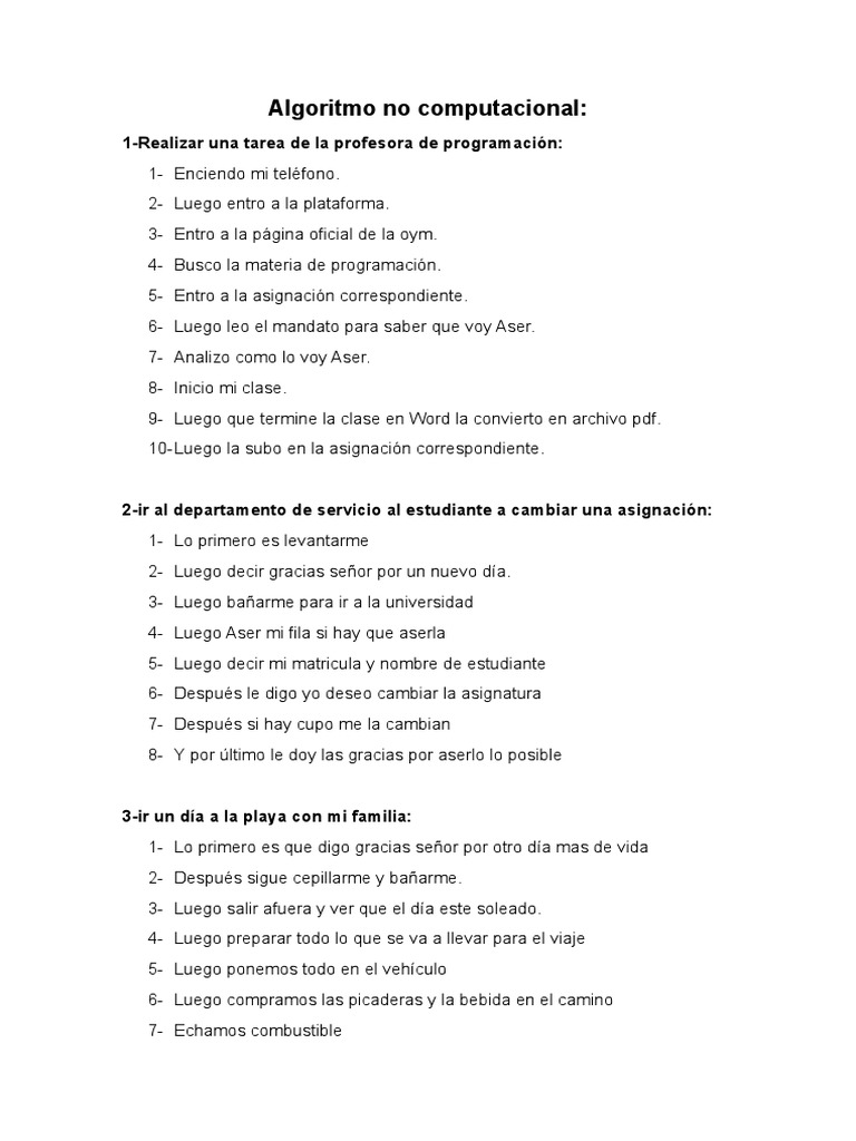 Algoritmo No Computacional | PDF