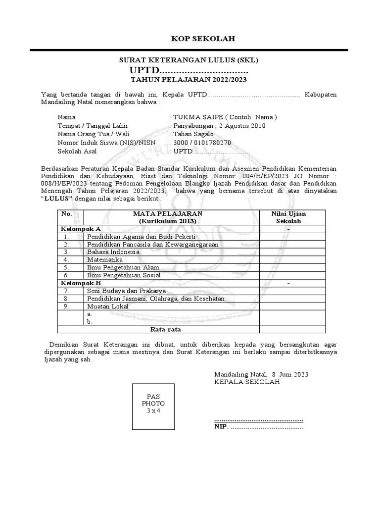 Format Contoh Skhu 2023 | PDF | Olahraga & Rekreasi