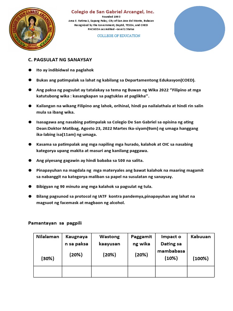 Pagsulat NG Sanaysay | PDF