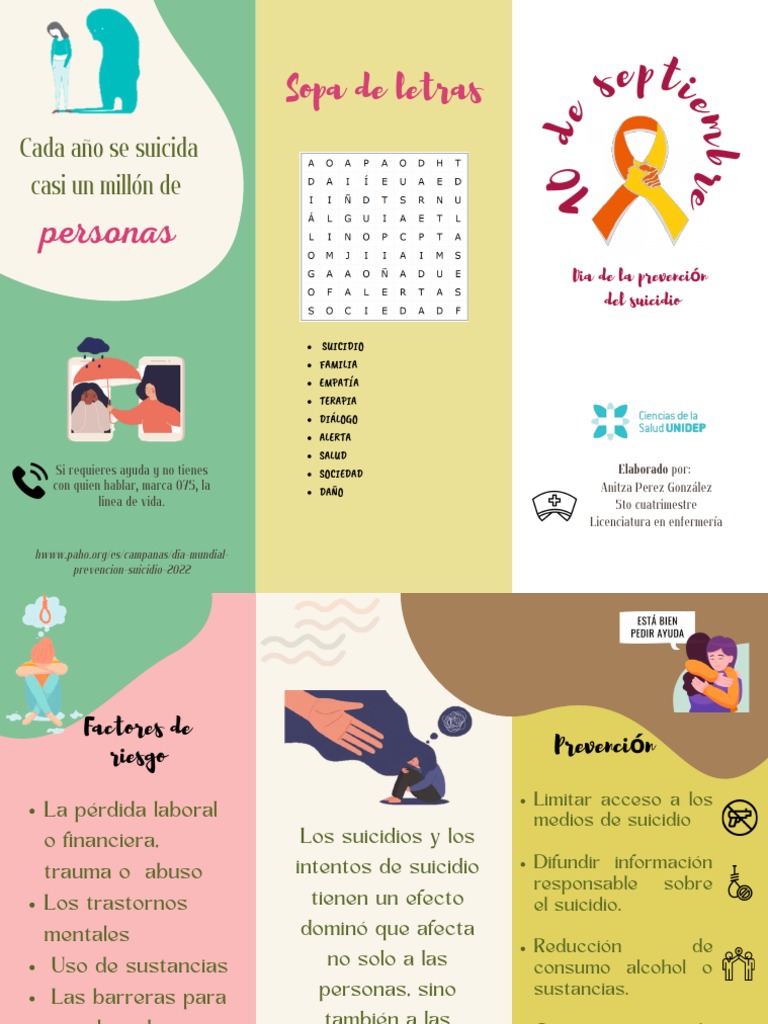 Triptico Prevencion Suicidio | PDF | Suicidio | Salud mental