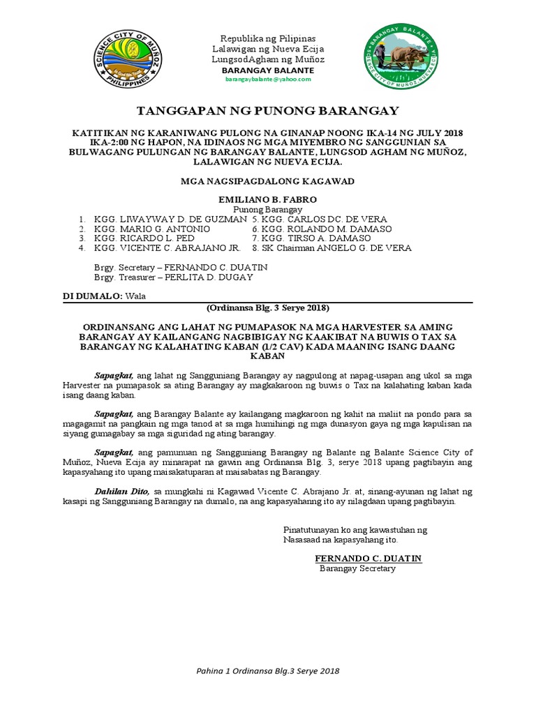 Barangay Ordinance Harvester | PDF