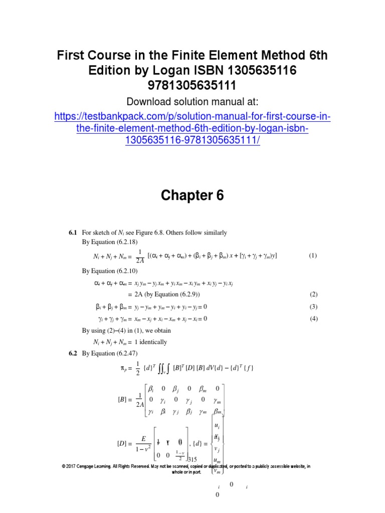First Course In The Finite Element Method 6th Edition Logan Solutions Manual 1 Pdf 