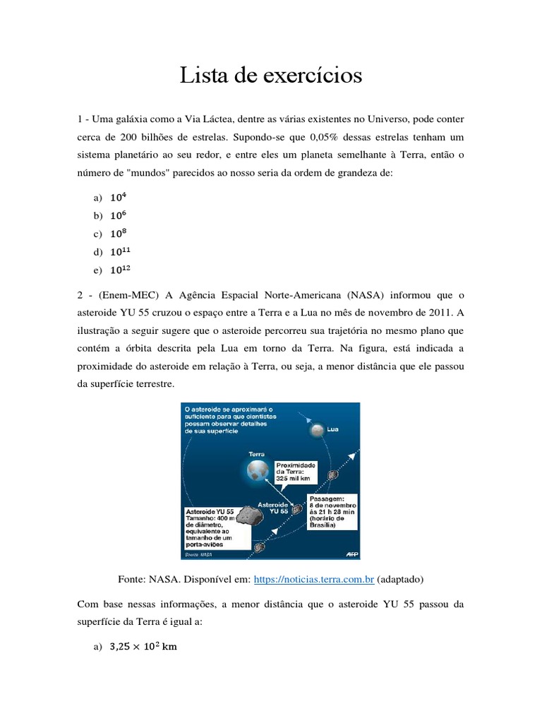 Lista de Exercícios | PDF