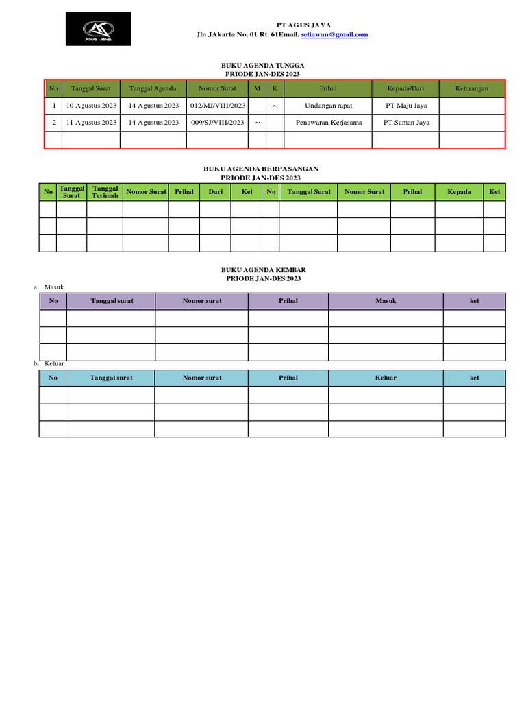 Contoh Buku Agenda | PDF