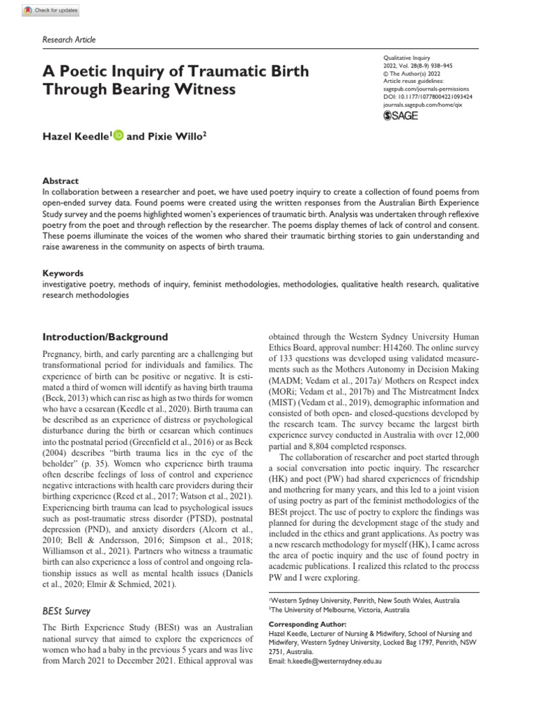 Bearing Witness Paper | PDF | Poetry | Childbirth