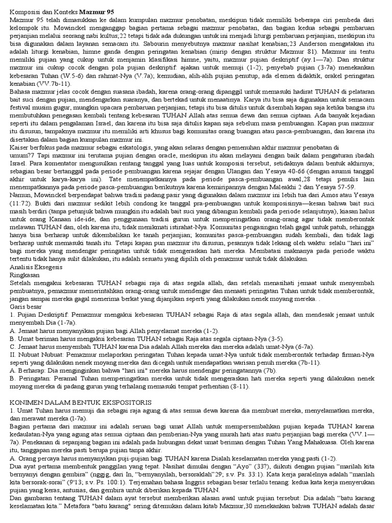 Analisis Mazmur 95: Pujian dan Peringatan | PDF