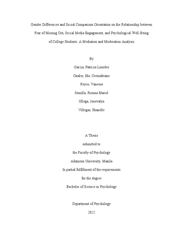 Gender Differences and Social Comparison Orientation on the