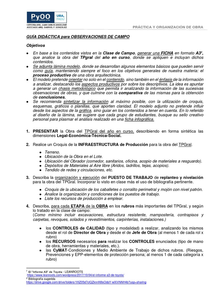 PyOO 2023 - Guia Observacion de CAMPO | PDF