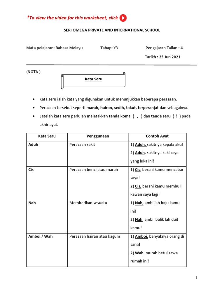 Y3 Bahasa Melayu Online Lesson 4 | PDF