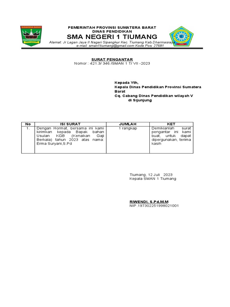 Contoh Surat Pengantar KGB | PDF