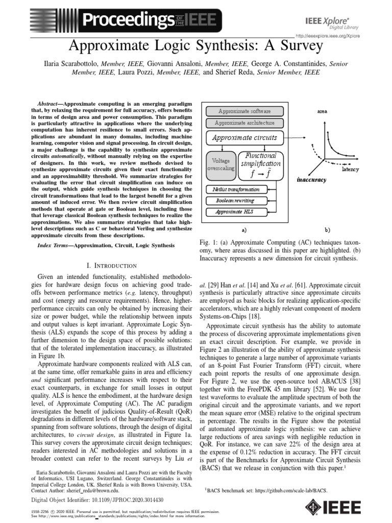 Approximate Logic Synthesis A Survey Pdf